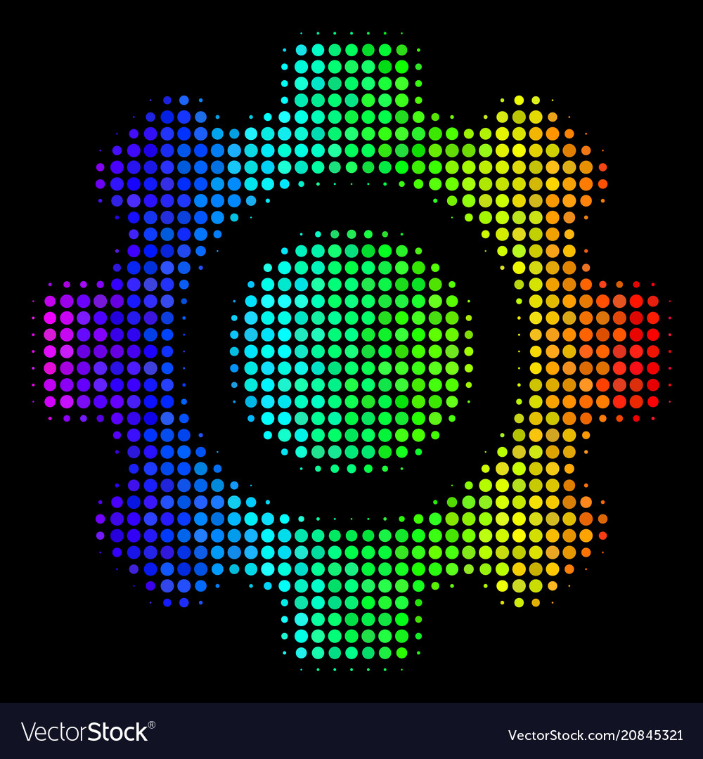 Spectrum dotted gear icon Royalty Free Vector Image
