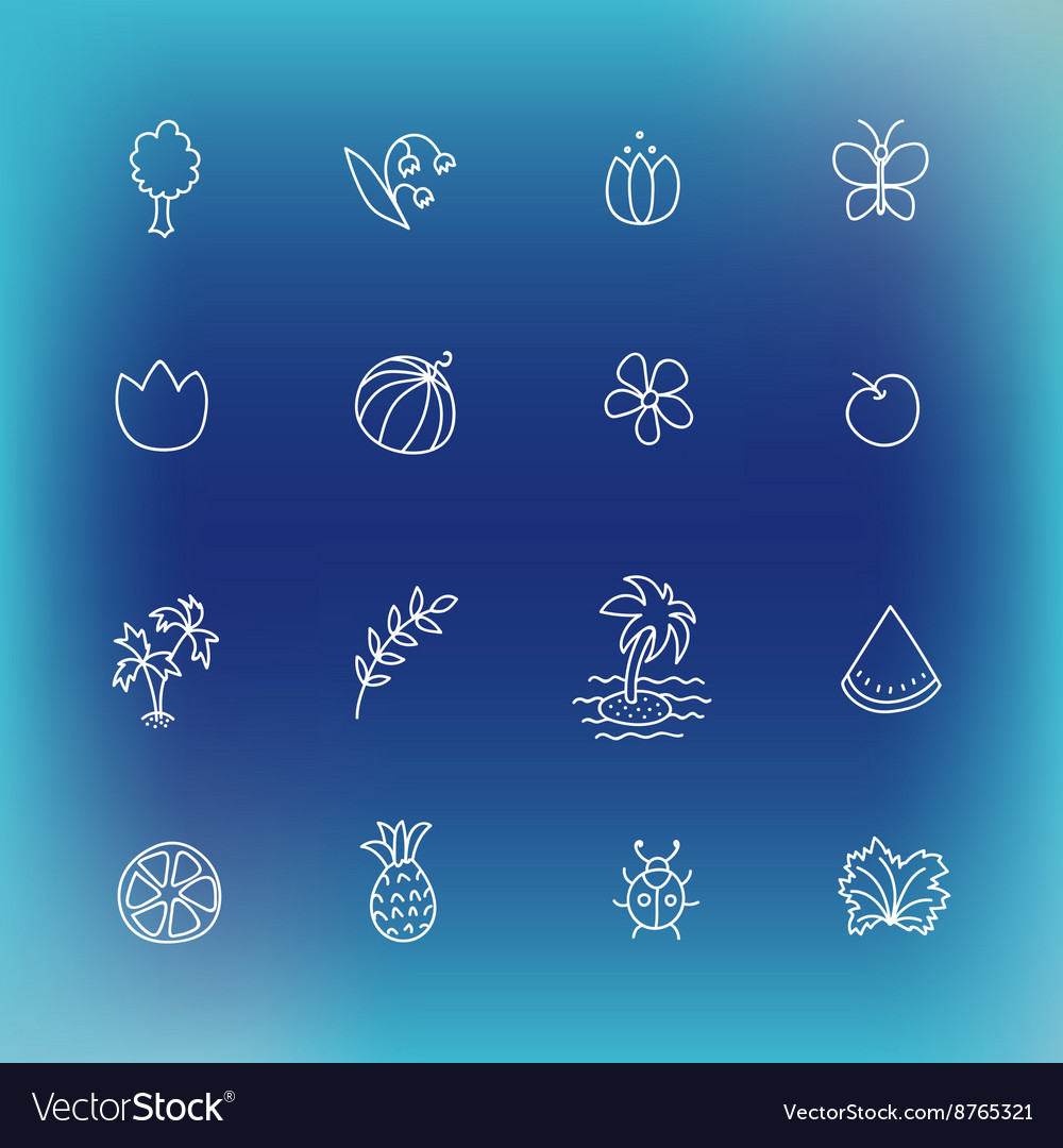 Summer icon set hand drawn design element Vector Image