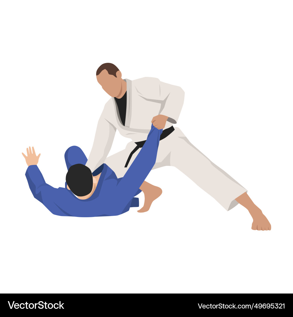 Two brazilian jiu jitsu athletes fighting choke Vector Image
