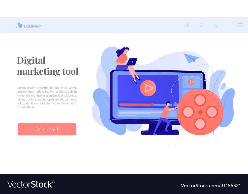 Video content marketing concept landing page Vector Image