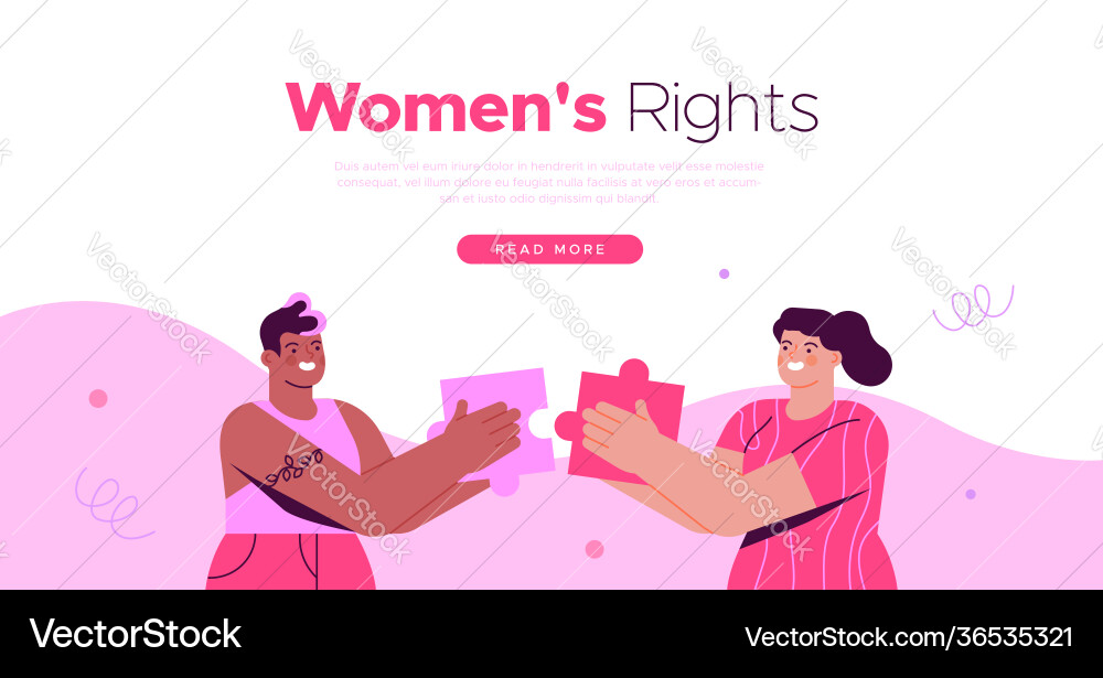Women rights web template girls making puzzle Vector Image