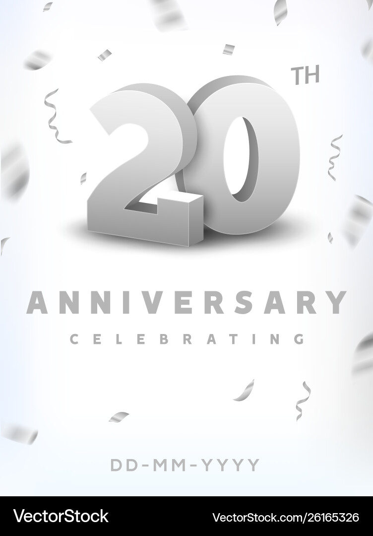 20 years silver number anniversary celebration Vector Image