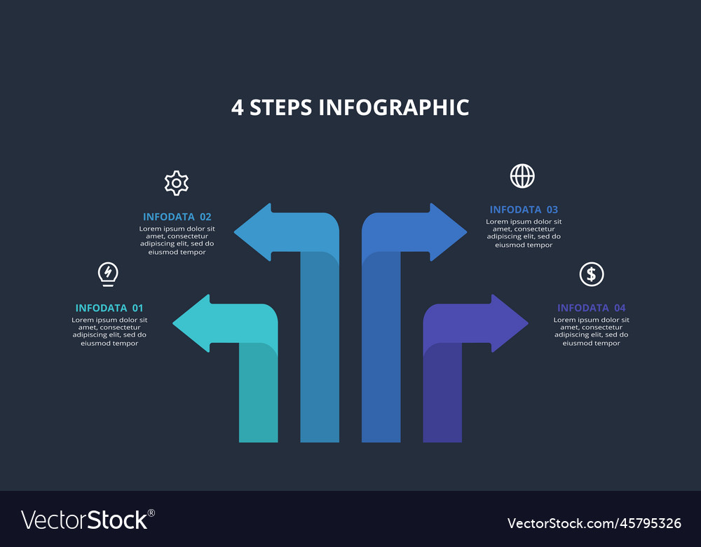 Arrows dark infographic with 4 elements template Vector Image
