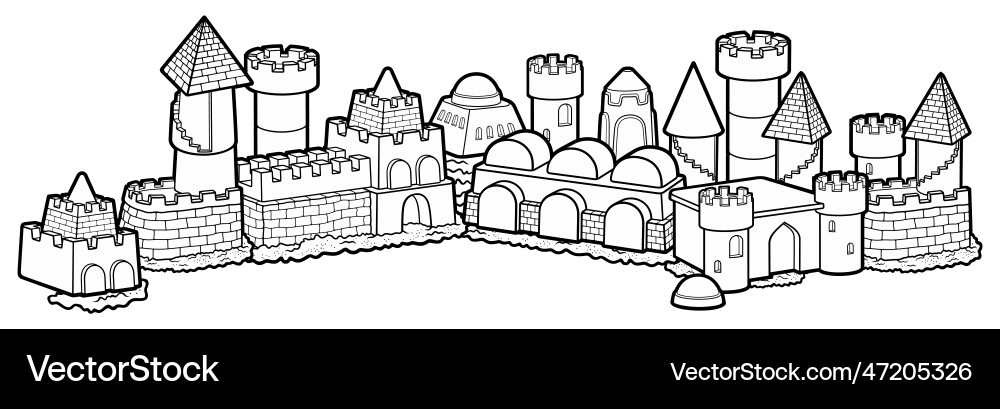 Cartoon cute doodle sand castle summer beach Vector Image