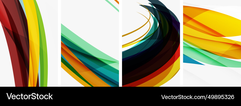 Colorful wave lines poster set for wallpaper Vector Image