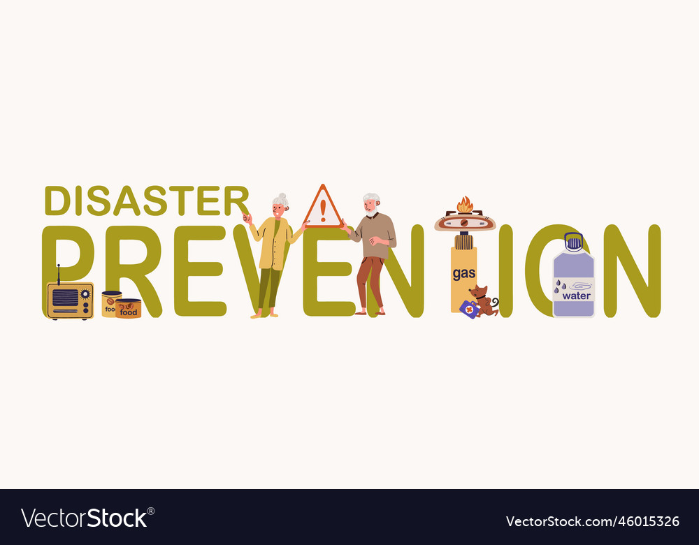 Disaster prevention text composition Royalty Free Vector