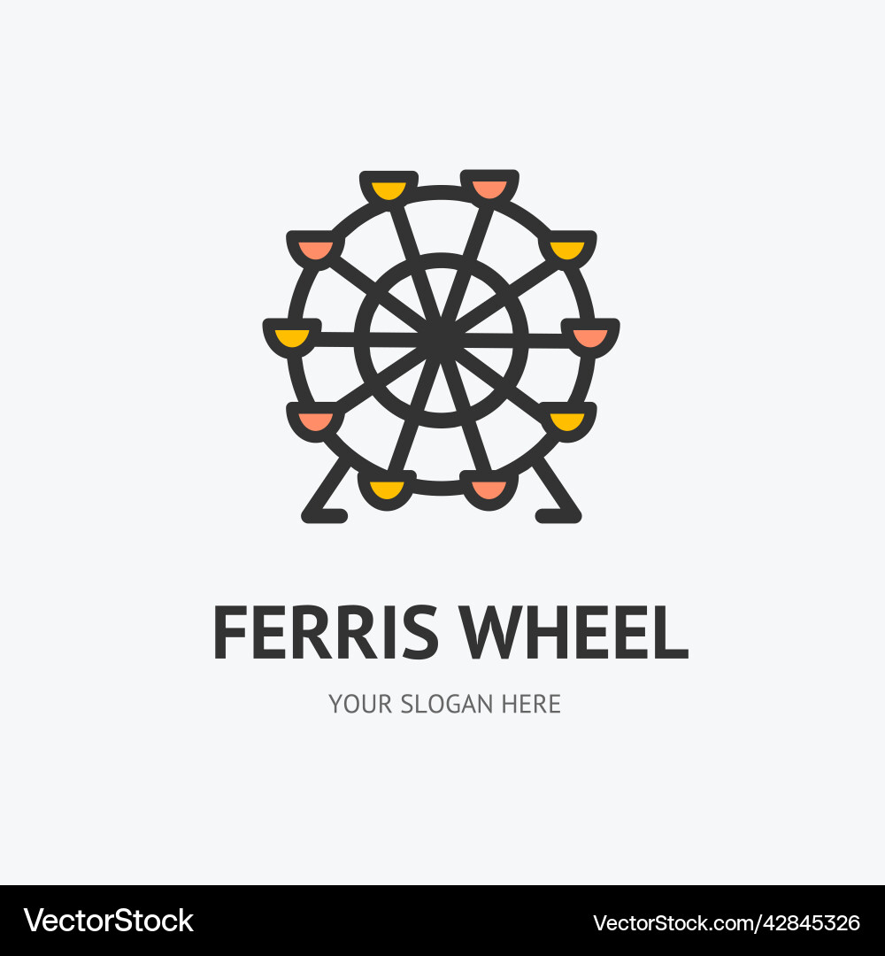 Ferris wheel sign thin line icon emblem concept Vector Image