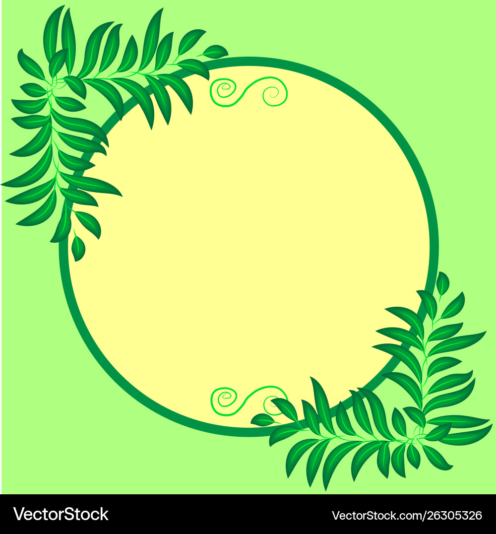 Frame for text round decoration with leaves Vector Image