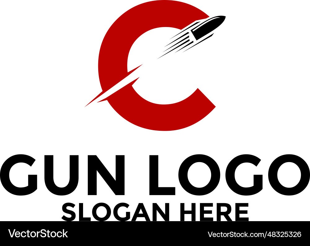 Letter c and gun logo icon design Royalty Free Vector Image