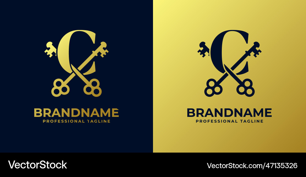 Letter c with double key logo suitable for any Vector Image