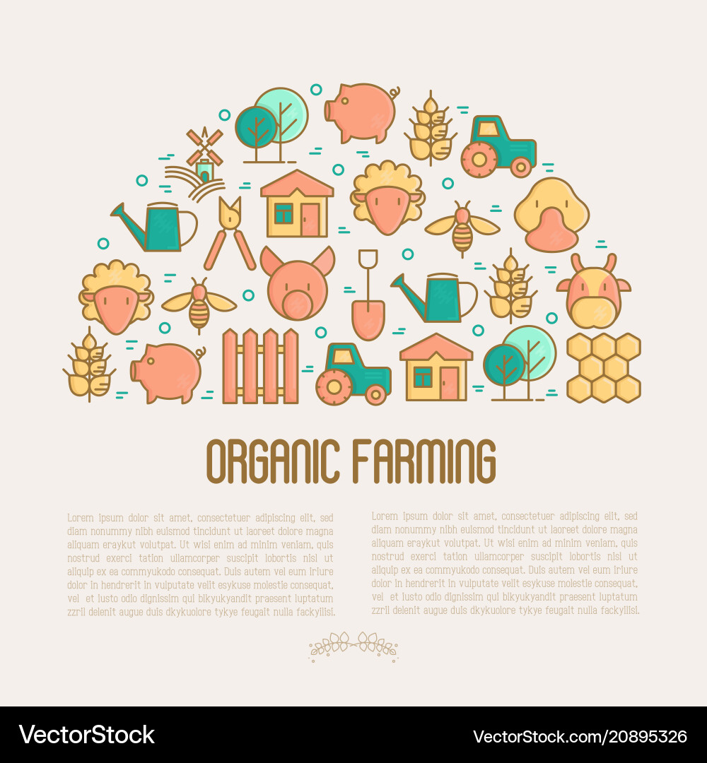 Organic farming concept in half circle Royalty Free Vector