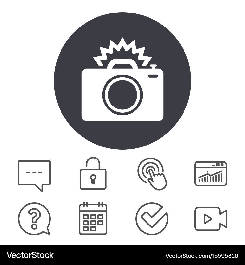 Photo camera sign icon flash symbol Royalty Free Vector