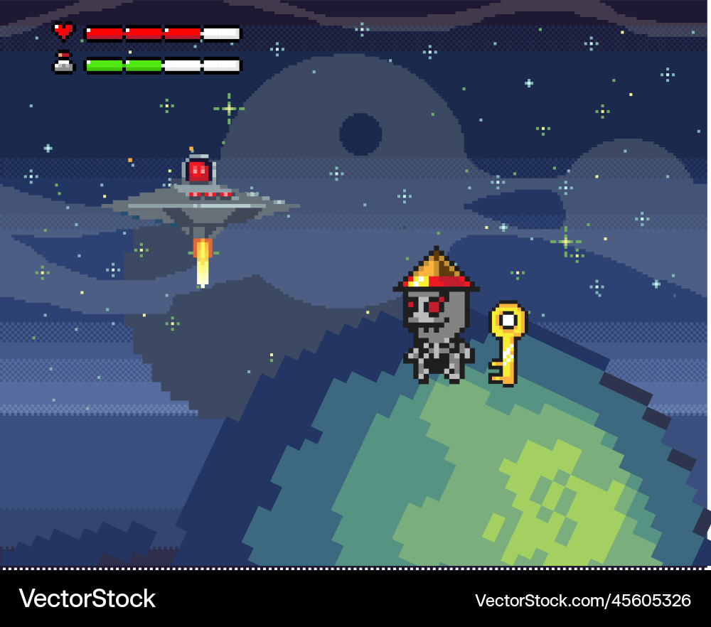 Pixel art ui design with outdoor landscape Vector Image
