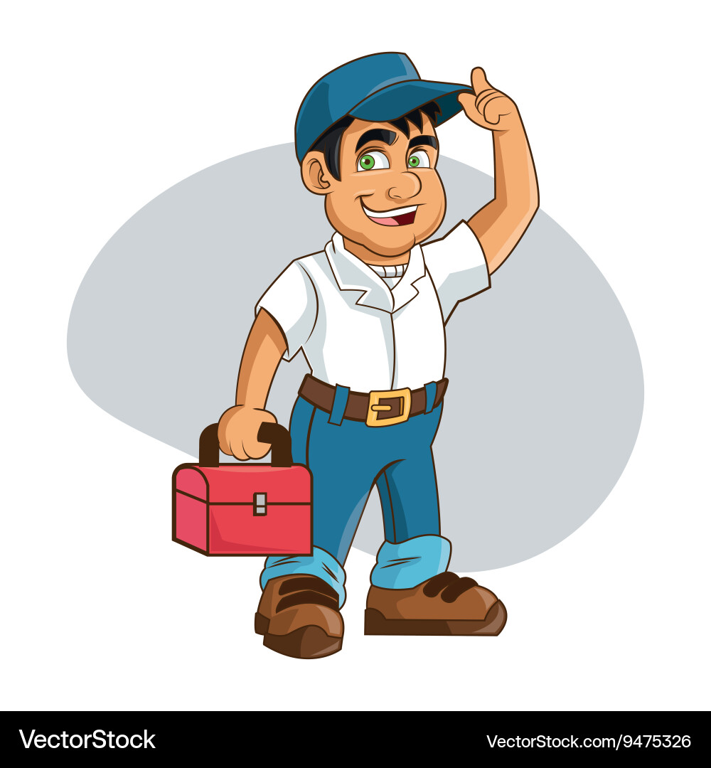 Plumbing service plumber cartoon design Royalty Free Vector