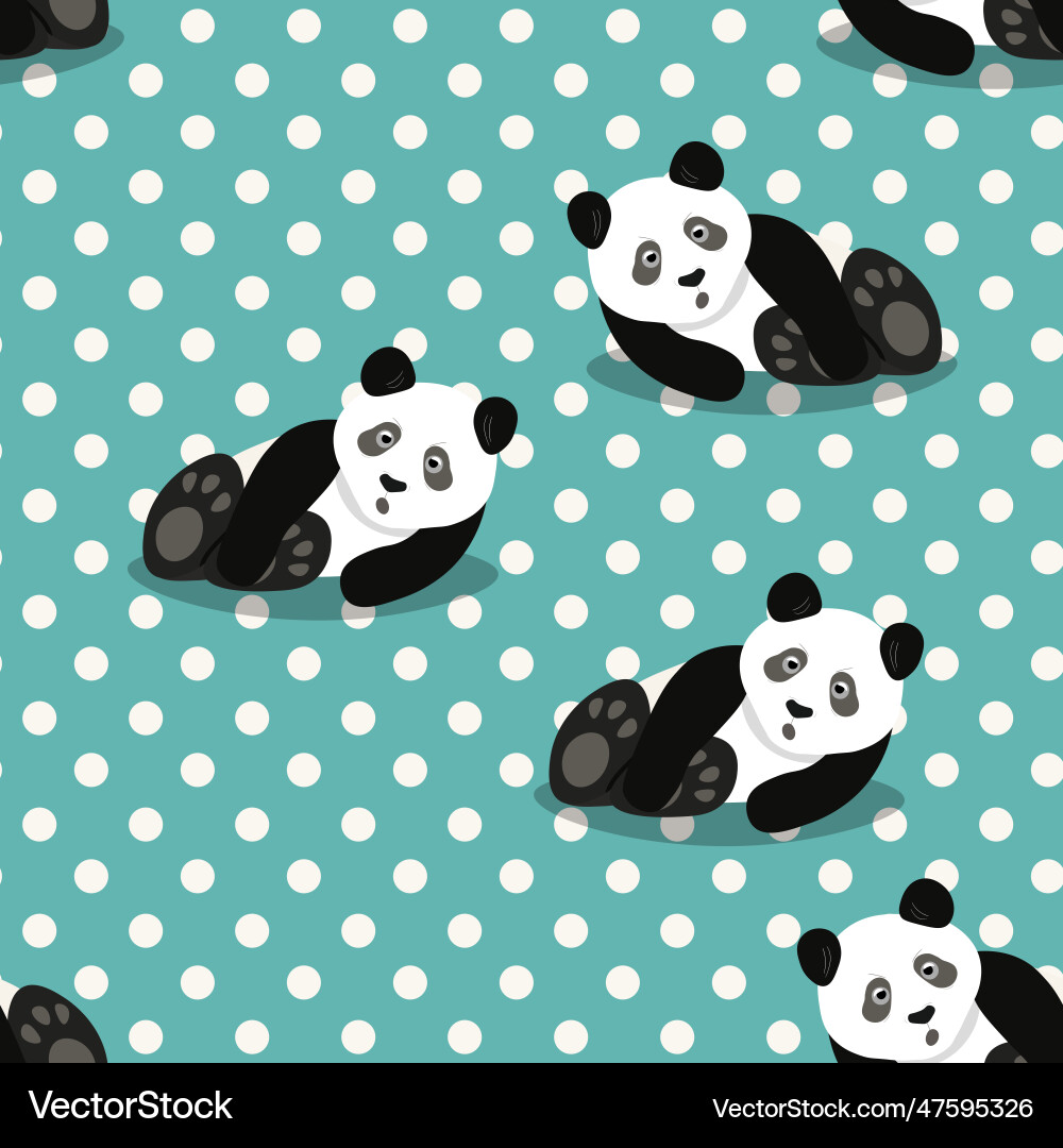 Seamless pattern with cute panda baby on color Vector Image