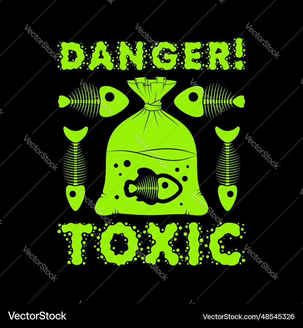Toxic fish in bag skeleton warning danger Vector Image