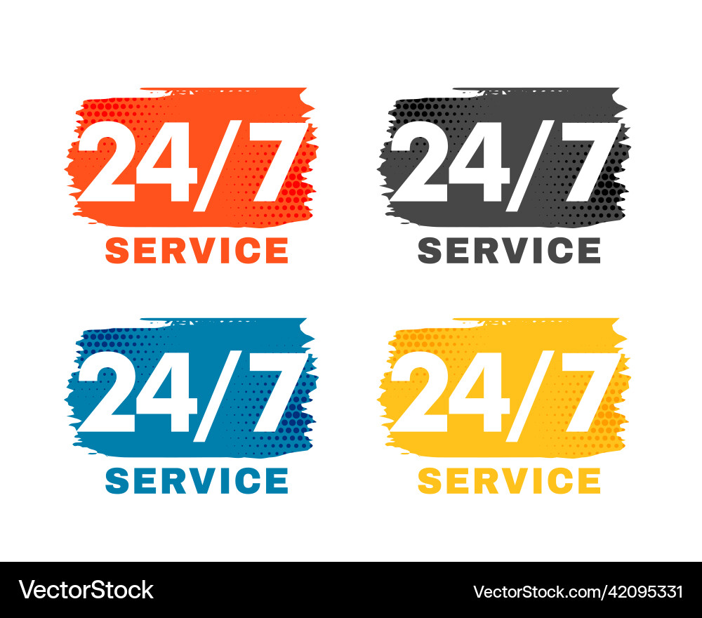 24 hour and 7 days service stickers Royalty Free Vector