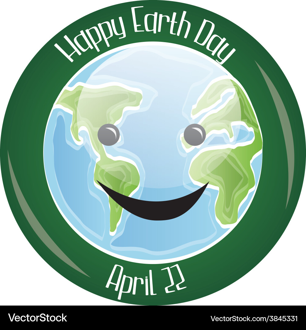 A green label with text and our planet for earth Vector Image
