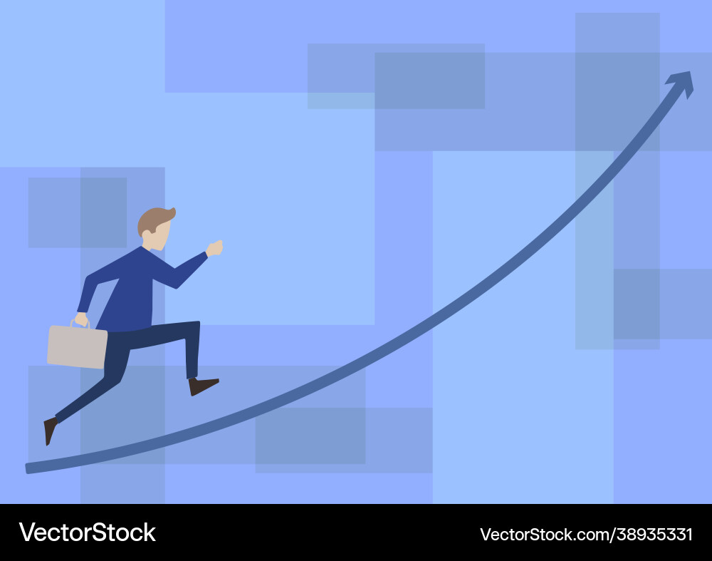 Businessman drawing running upward holding Vector Image