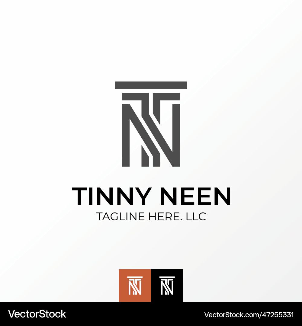Letter tn or nt cutting line rectangle font law Vector Image