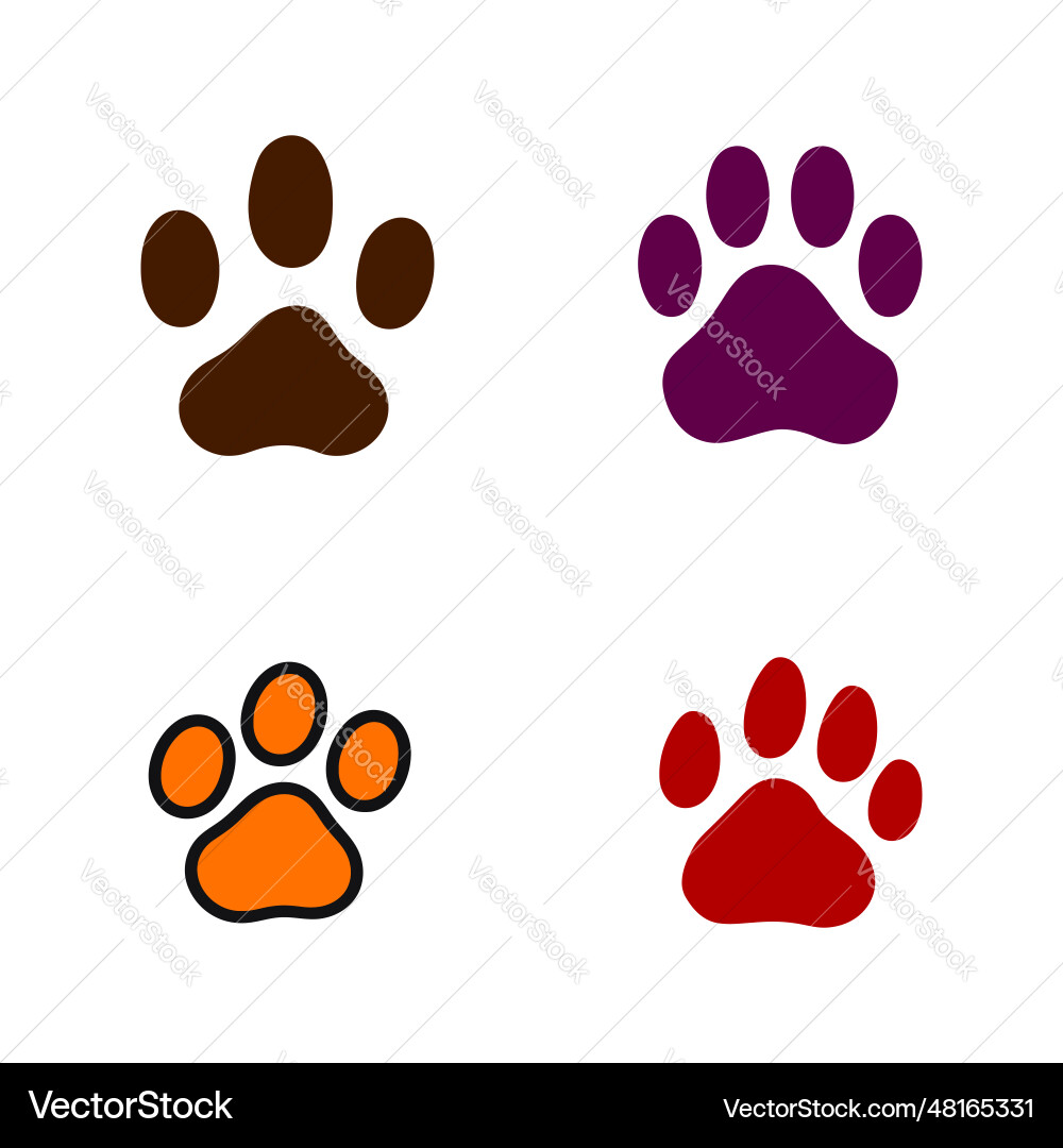Paw prints set isolated on white background Vector Image