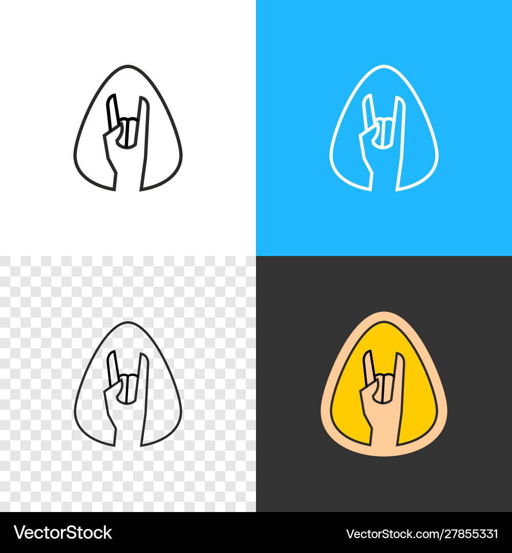 Rock on hand sign outline style and roll Vector Image