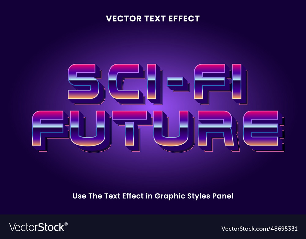 Sci-fi futuristic editable text effect Royalty Free Vector