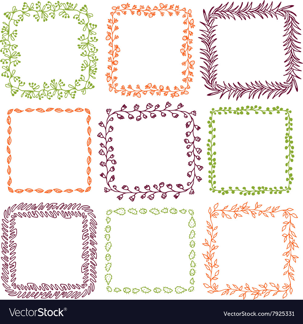 Set 9 decorative square frames Royalty Free Vector Image