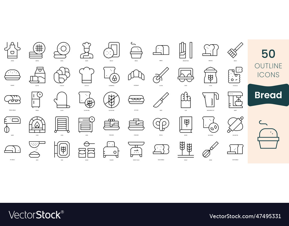 Set of bread icons thin linear style icons pack Vector Image