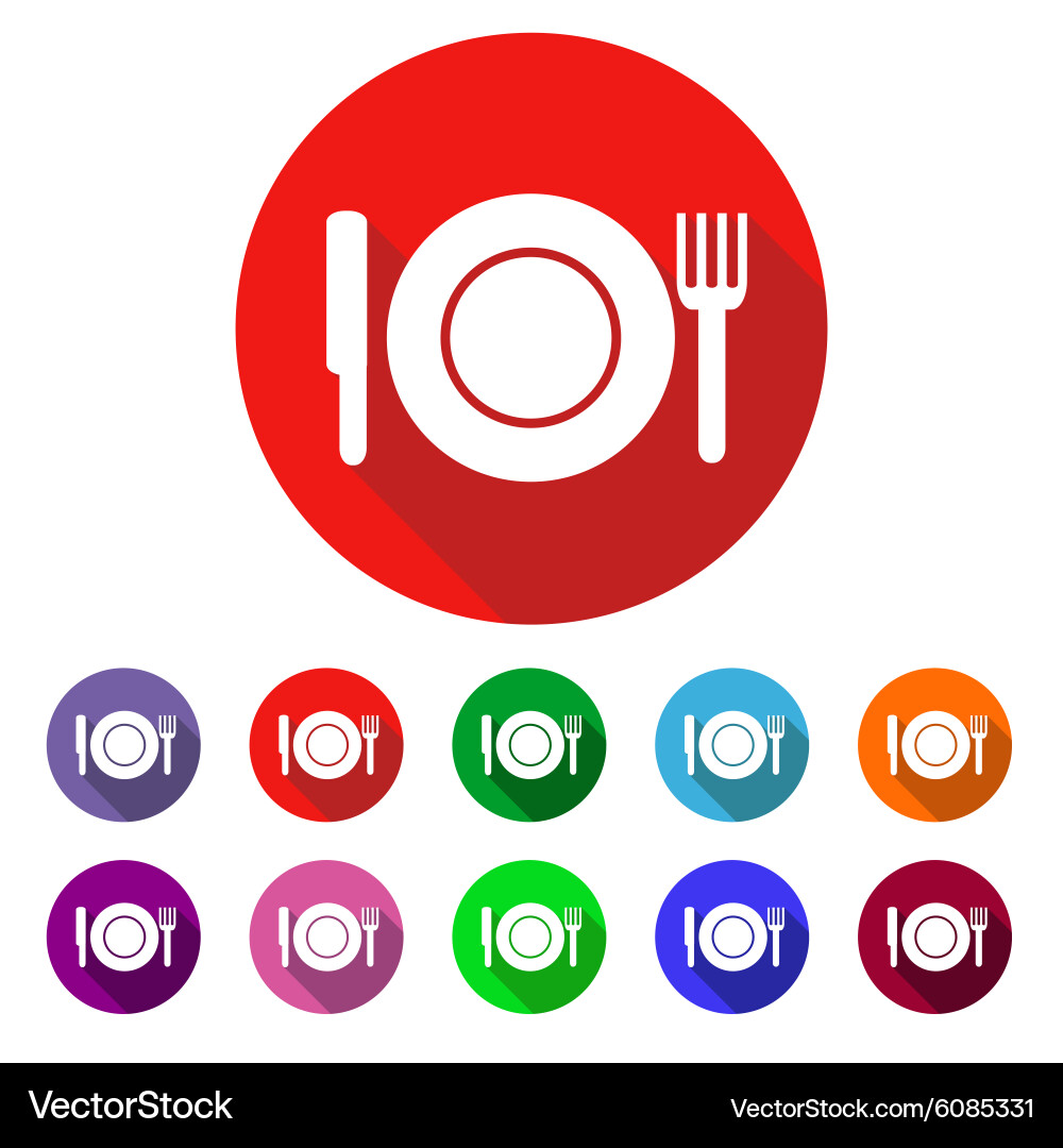 Set of colored icons with a plate Royalty Free Vector Image