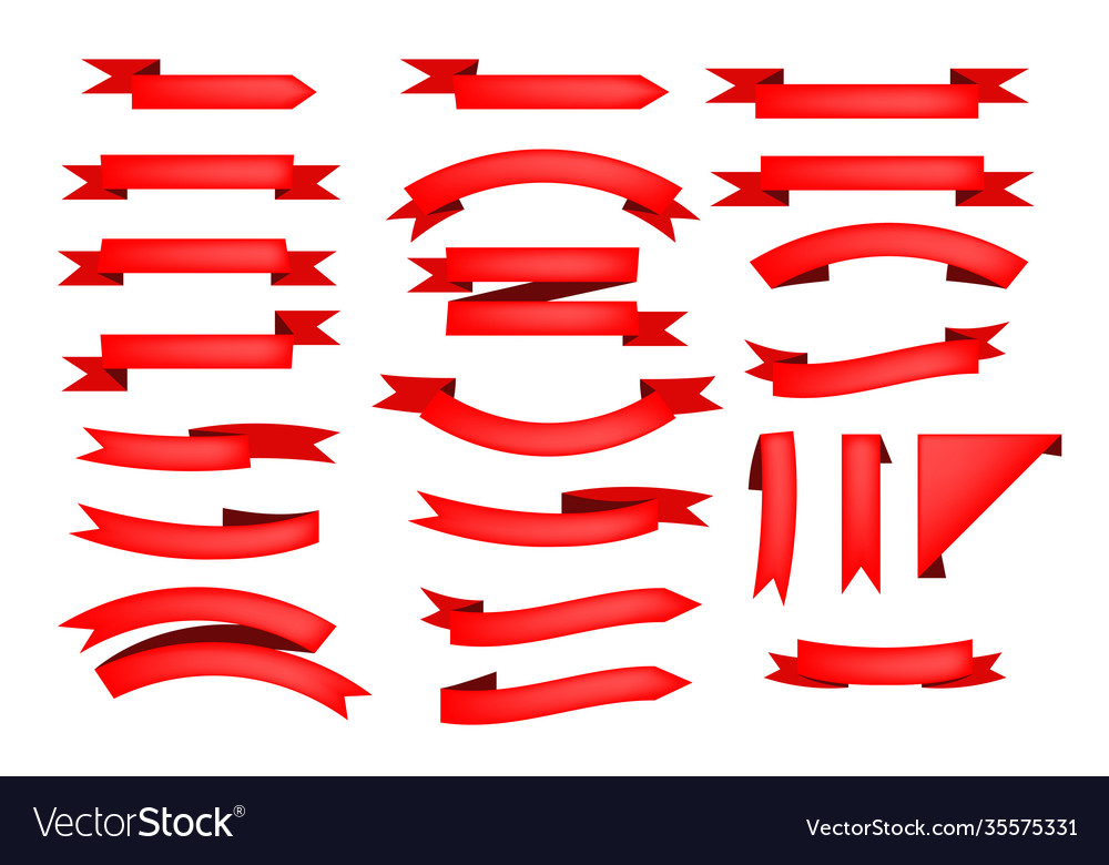 Set red ribbon scrolls Royalty Free Vector Image