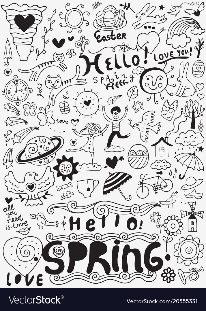 Spring doodle set Royalty Free Vector Image - VectorStock Spring doodle set Royalty Free Vector Image - VectorStock