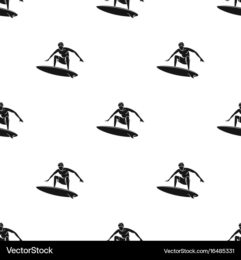 Surfer in action icon black style isolated Vector Image