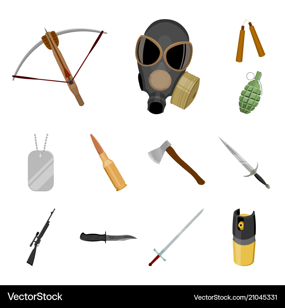 Types weapons cartoon icons in set collection Vector Image