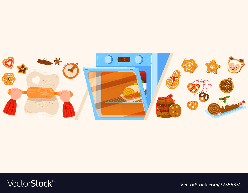 Winter sweet baked goods food snack traditional Vector Image