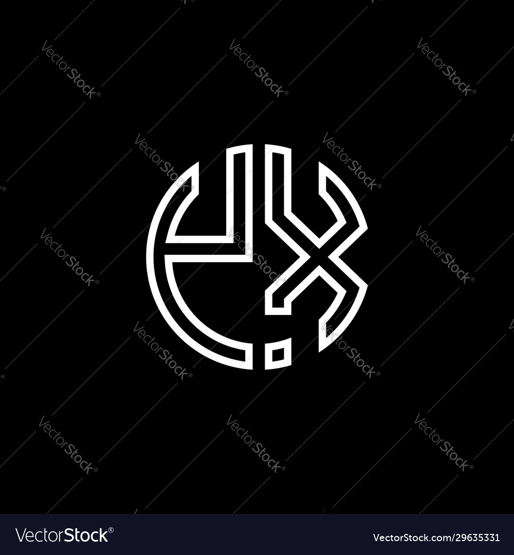 Yx monogram logo circle ribbon style outline Vector Image