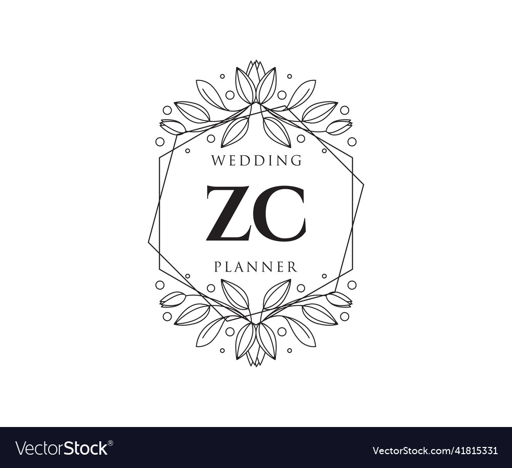 Zc initials letter wedding monogram logos Vector Image