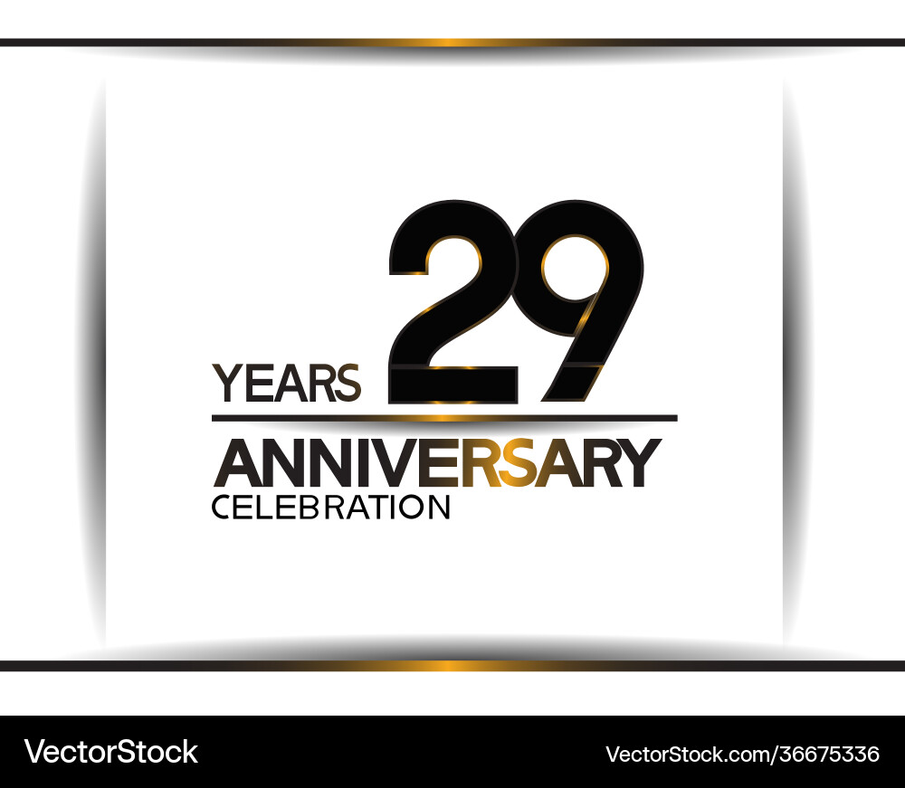 29 years anniversary black color simple design Vector Image