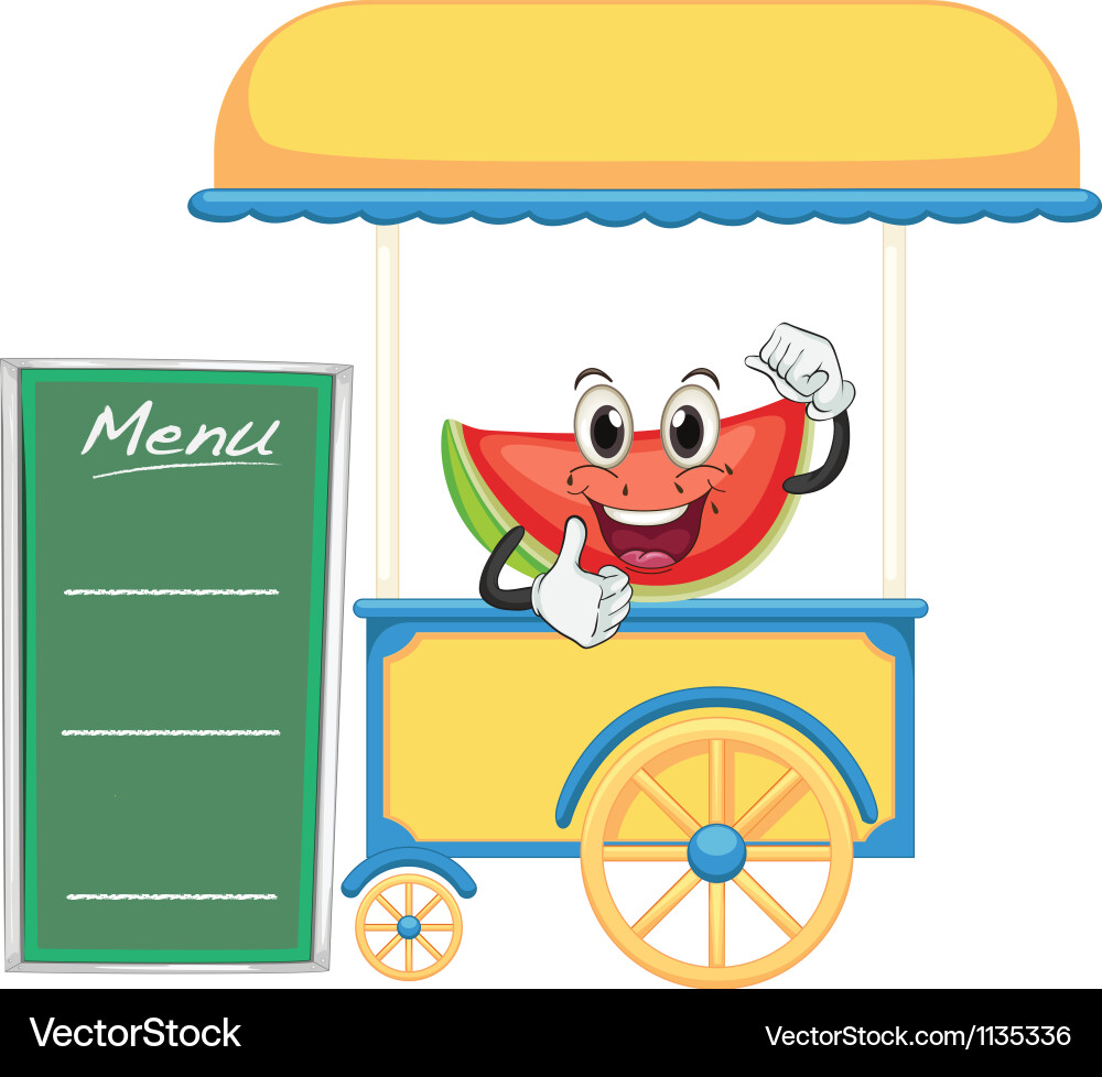 A cart stall and watermelon Royalty Free Vector Image