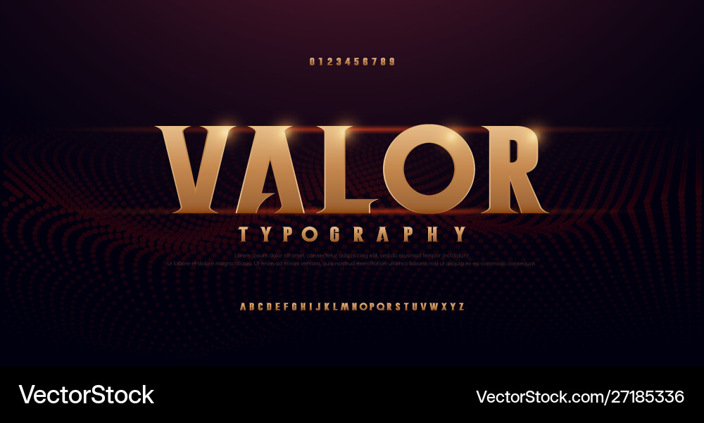 Abstract serif gold alphabet fonts typography Vector Image