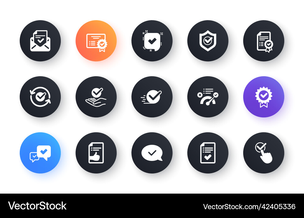 Approve icons checklist certificate and award Vector Image