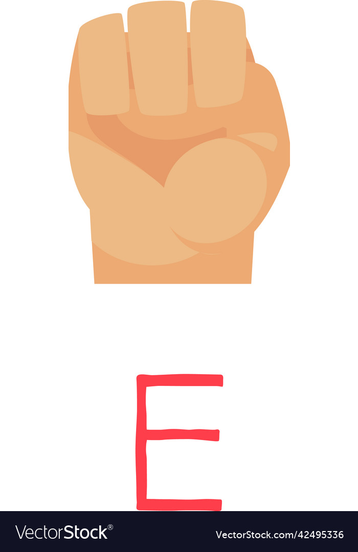 Deaf alphabet e composition Royalty Free Vector Image