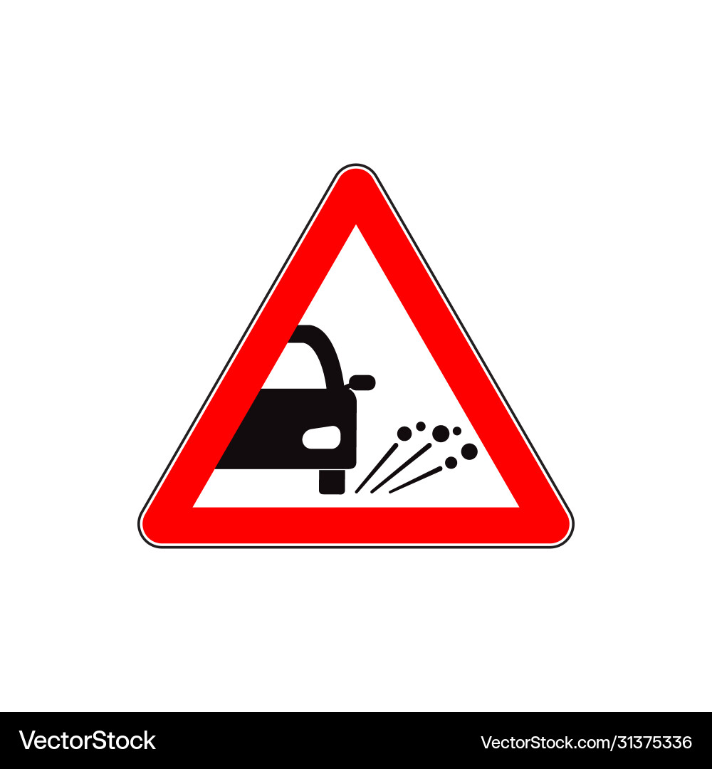Ejection gravel road sign flat Royalty Free Vector Image