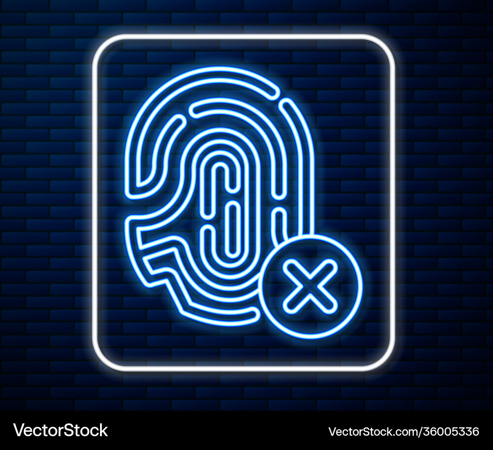 Glowing neon line rejection fingerprint icon Vector Image