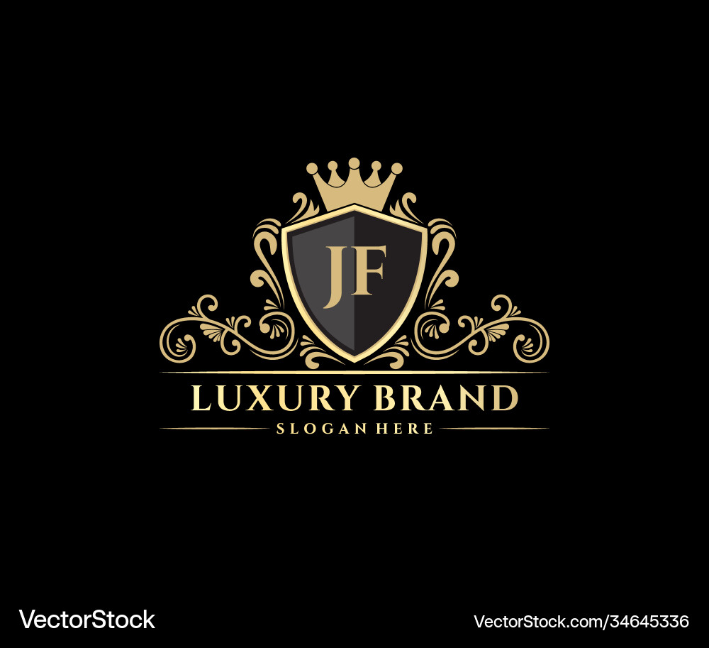 Jf initial letter gold calligraphic feminine Vector Image
