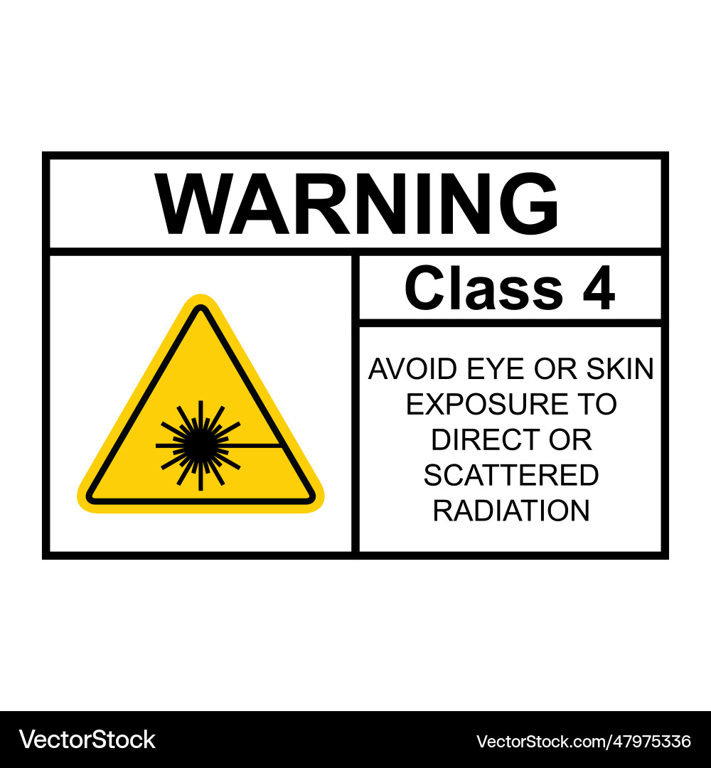 Laser radiation danger class 4 label icon safety Vector Image