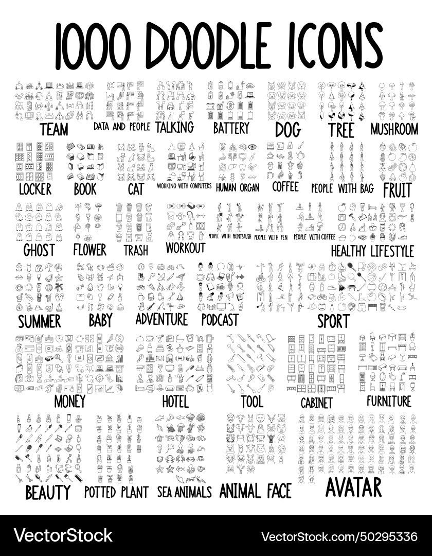 Set of doodles icon Royalty Free Vector Image - VectorStock