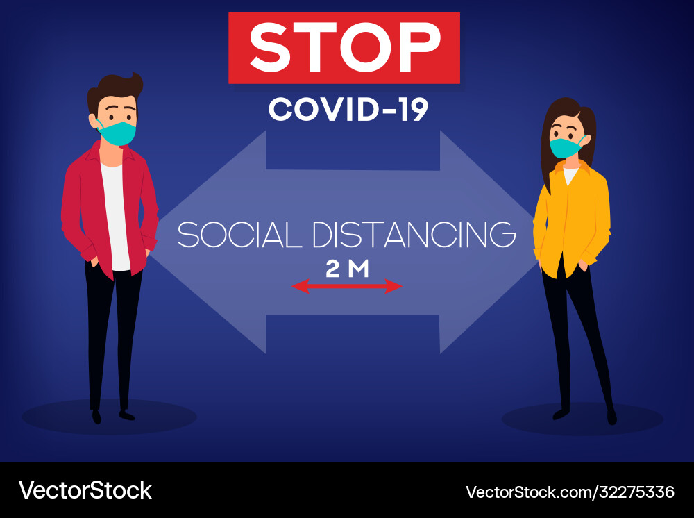Social distancing people in mask coronavirus Vector Image