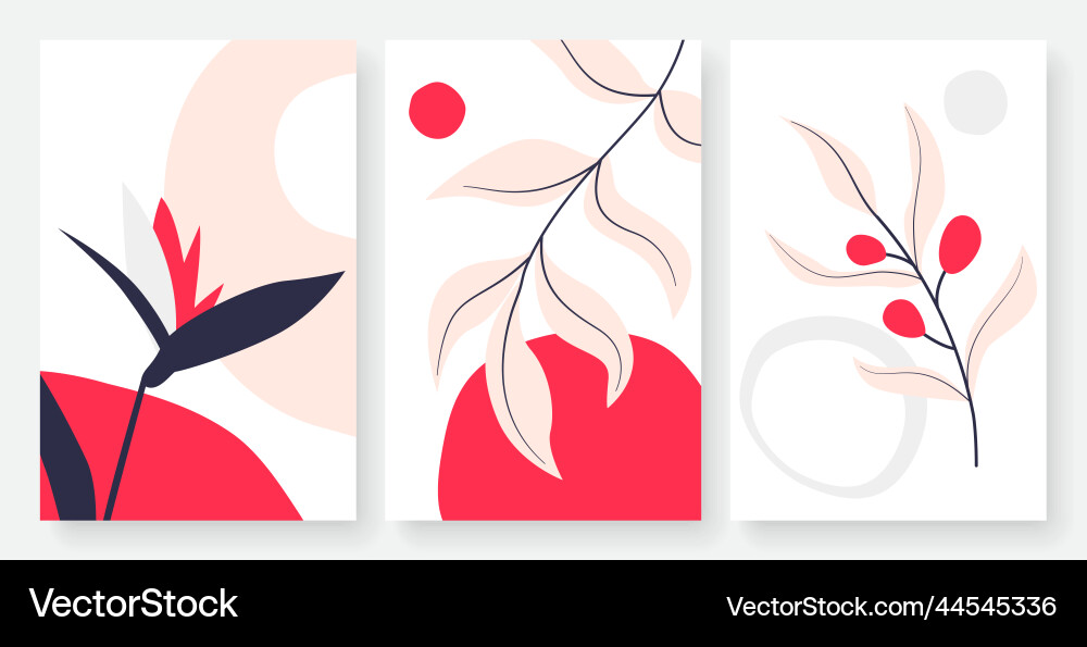 Tropical leaves abstract minimal line drawing Vector Image