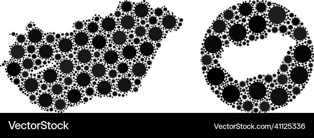 Virus outbreak mosaic stencil and black hungary Vector Image